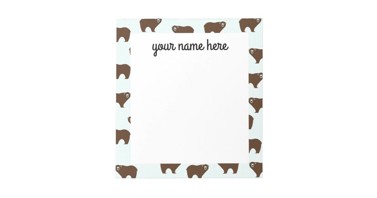 Personalized Brown Bear Kids Notepad | Zazzle