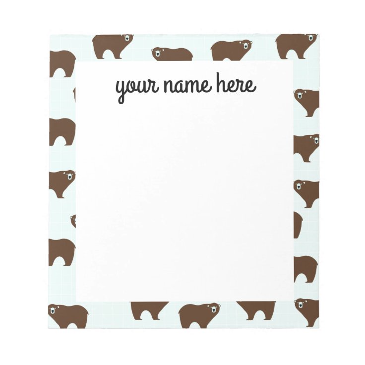 Personalized Brown Bear Kids Notepad | Zazzle