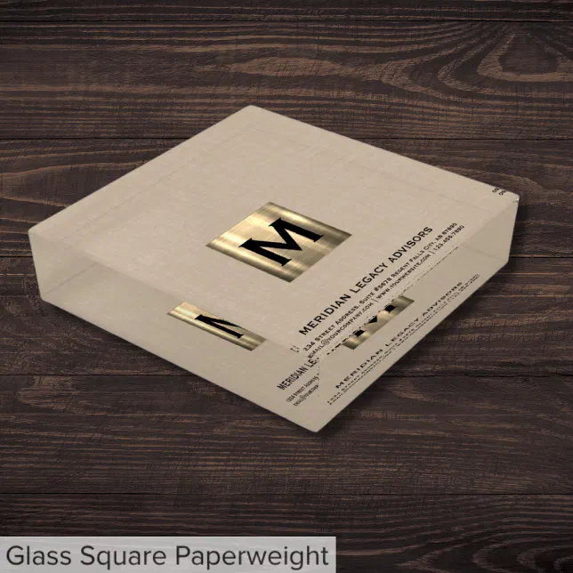 Personalized Brushed Gold Monogram Paperweight | Zazzle