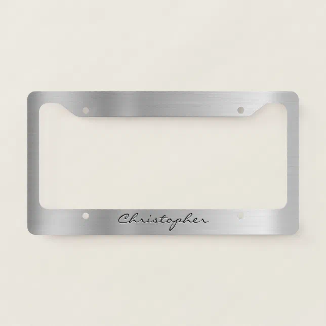 Personalized Brushed Metal Aluminum License Plate Frame | Zazzle