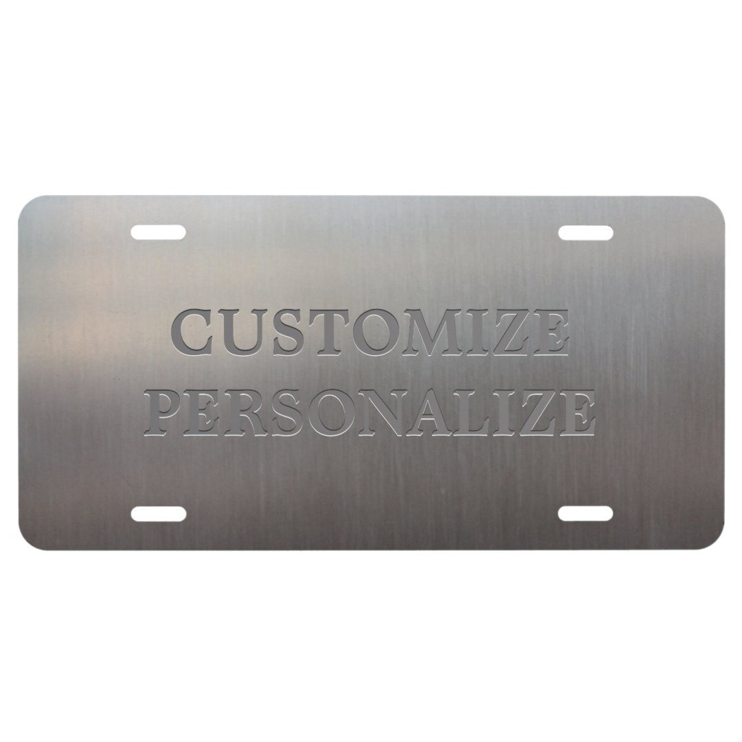 Personalized Brushed Metal Look Aluminum License Plate | Zazzle