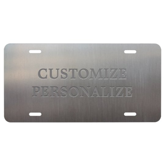 Personalized Brushed Metal Look Aluminum License Plate | Zazzle.com