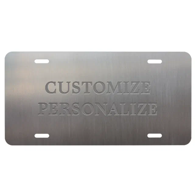 Personalized Brushed Metal Look Aluminum License Plate | Zazzle