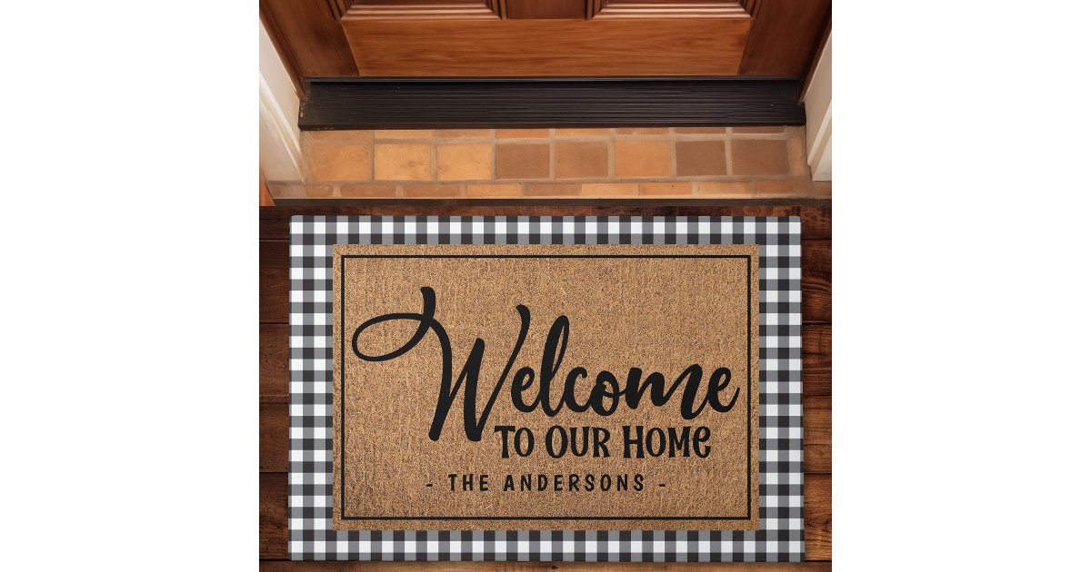 Personalized Buffalo Plaid Welcome Doormat | Zazzle
