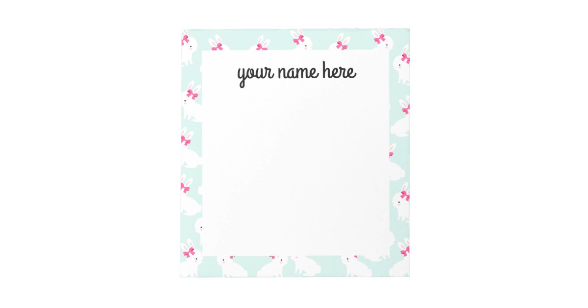 Personalized Bunny Rabbit Notepad | Zazzle