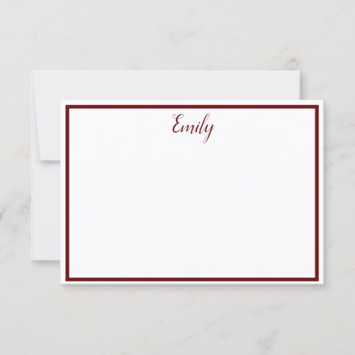 Personalized Burgandy and White Note Cards | Zazzle