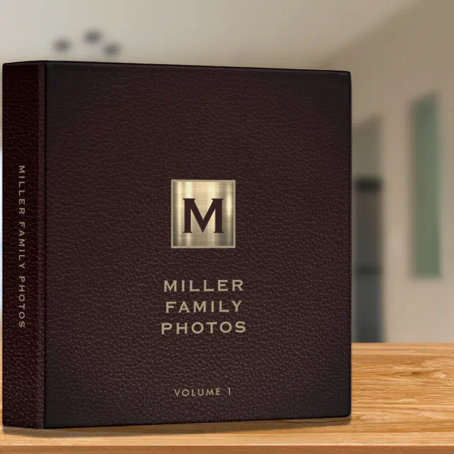 Personalized Burgundy Leather Monogram Photo Album 3 Ring Binder | Zazzle