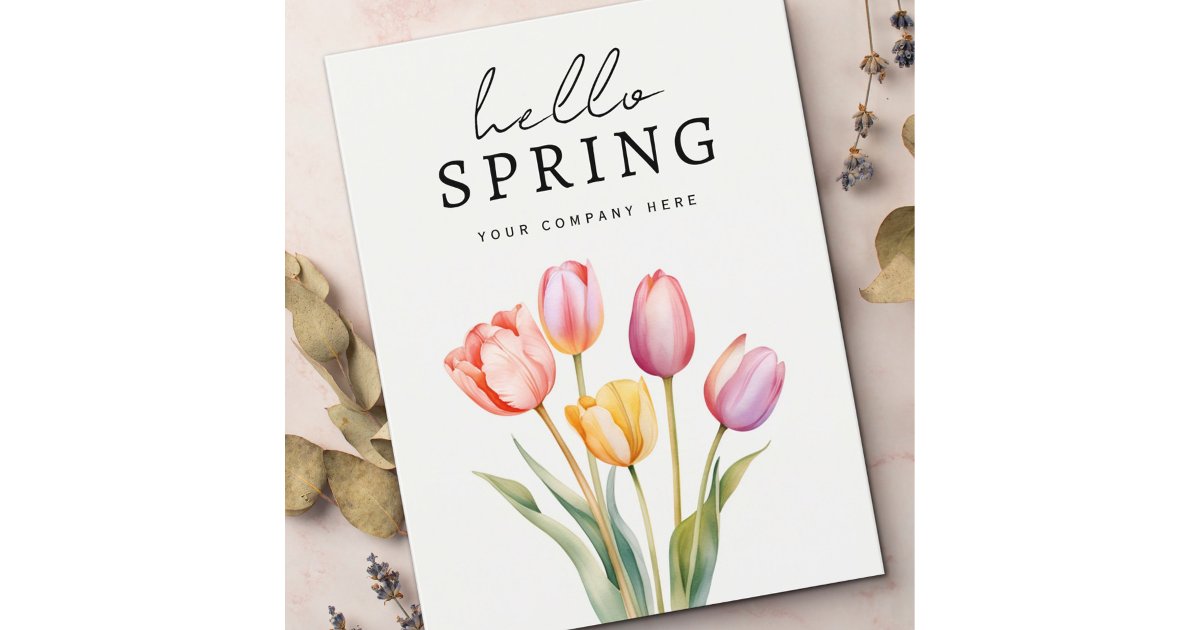 Personalized Business Hello Spring Tulips Postcard | Zazzle