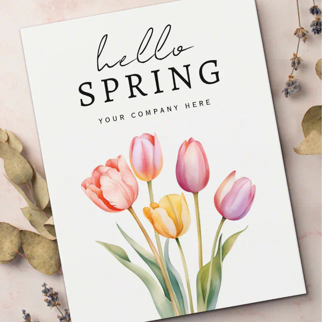 Personalized Business Hello Spring Tulips Postcard | Zazzle