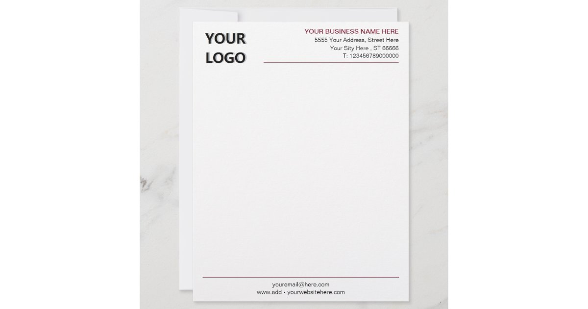 Personalized Business Logo Address Info Letterhead | Zazzle