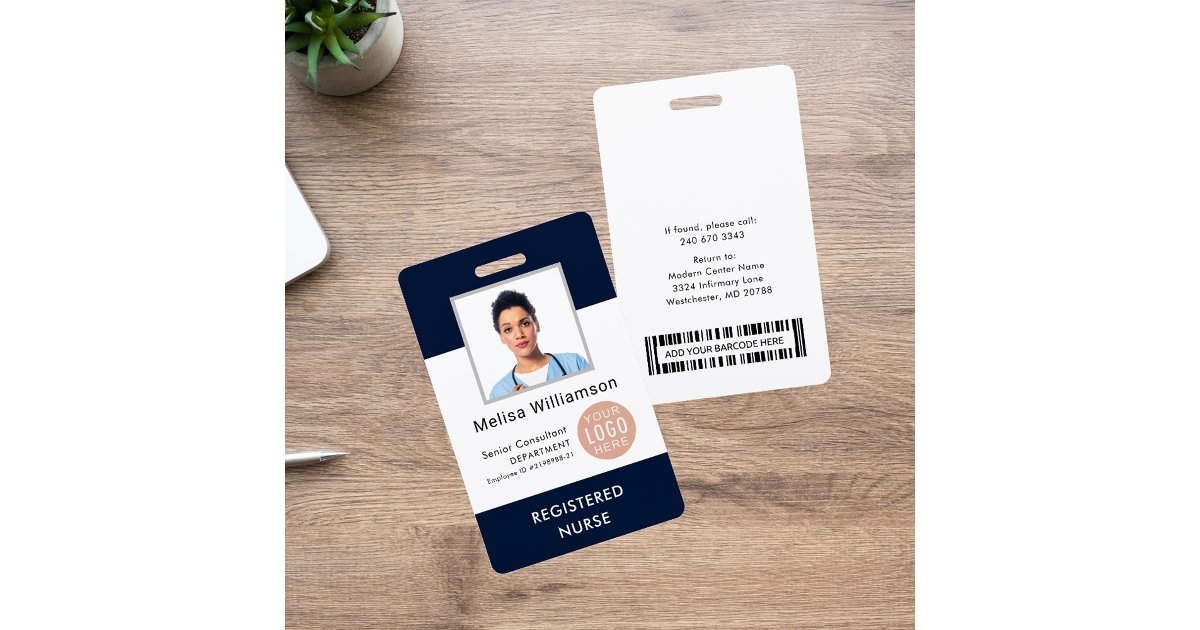 Personalized Business Logo and Employee Photo ID Badge | Zazzle