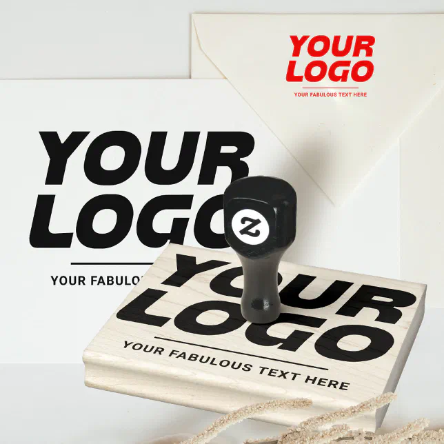 Personalized Business Logo and Text Large Rubber Stamp | Zazzle