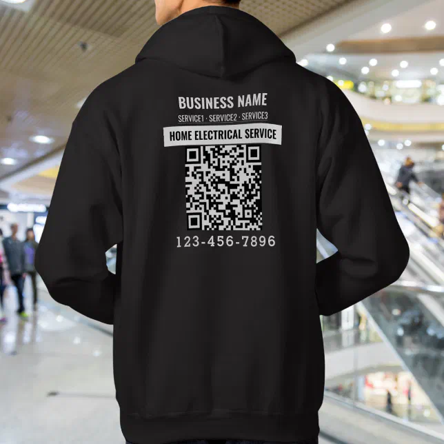 Personalized Business Logo QR code Work Outfit Hoodie | Zazzle