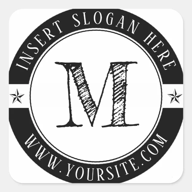 Personalized Business Monogram Round Square Sticke Square Sticker | Zazzle
