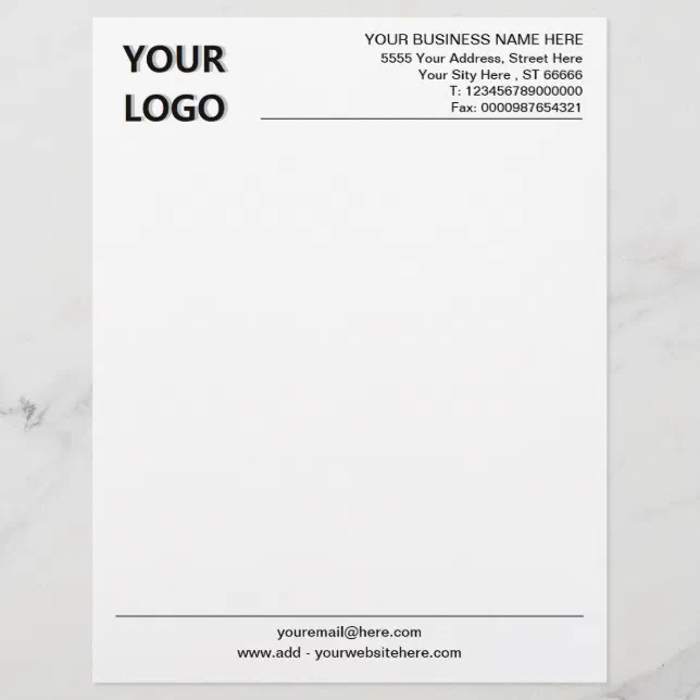 Personalized Business Office Letterhead with Logo | Zazzle