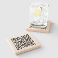 Personalized Business QR Code Template Sandstone Stone Coaster | Zazzle
