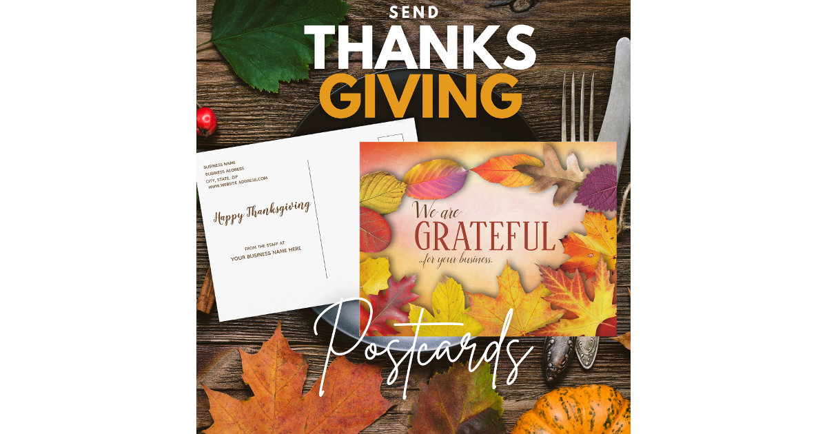Personalized Business Thanksgiving Postcards | Zazzle