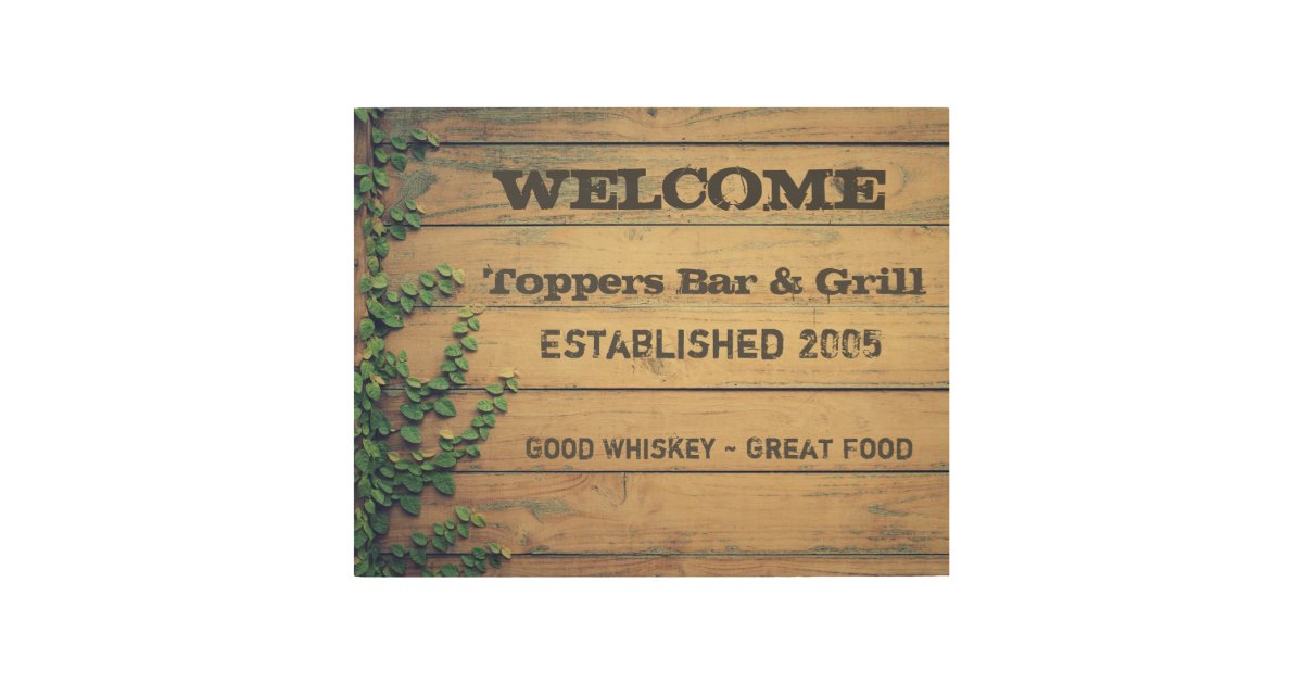 Personalized Business Welcome Sign Wood w/Ivy | Zazzle