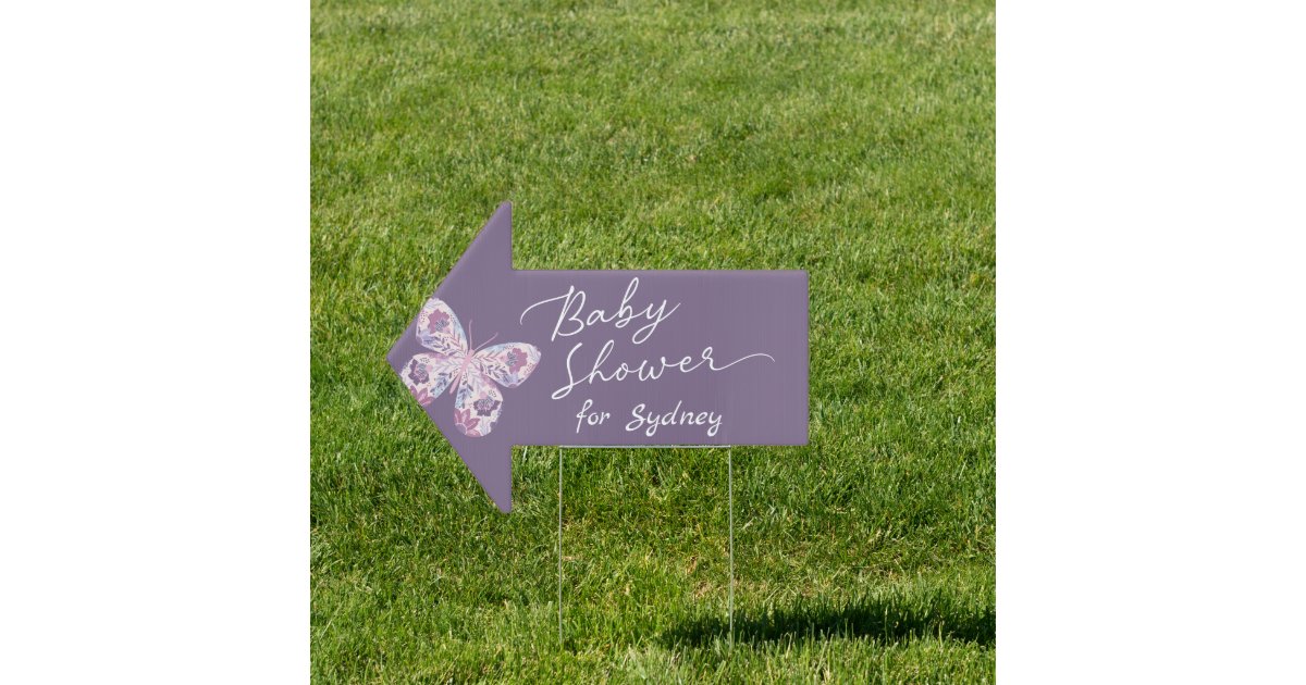 Personalized Butterfly Baby Shower Direction Sign | Zazzle