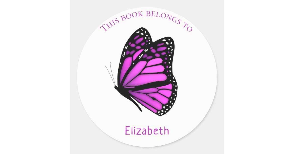personalized butterfly book label stickers | Zazzle