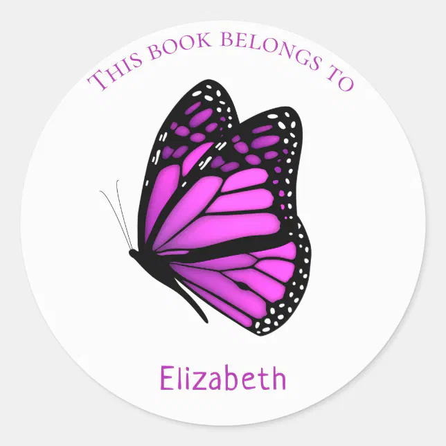 personalized butterfly book label stickers | Zazzle