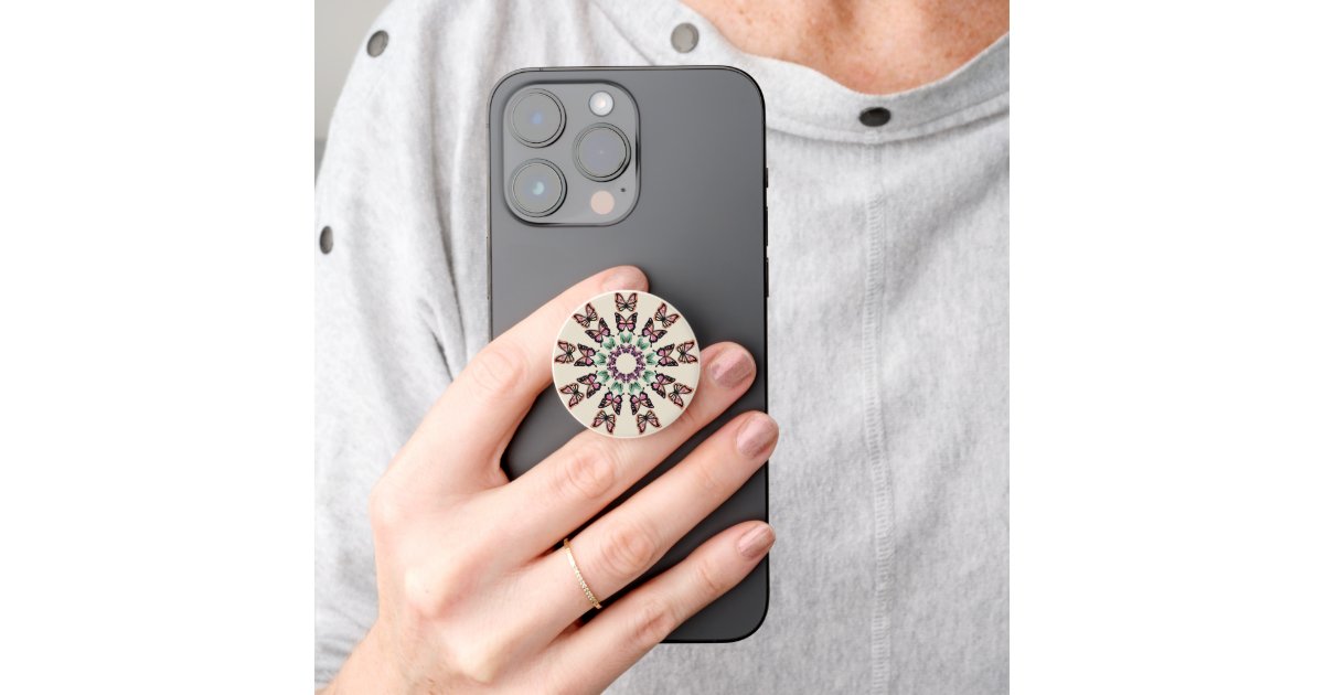 Personalized butterfly rainbow retro hippie PopSocket | Zazzle