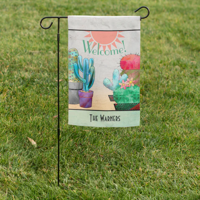 Personalized Cactus Lovers Welcome Flag | Zazzle