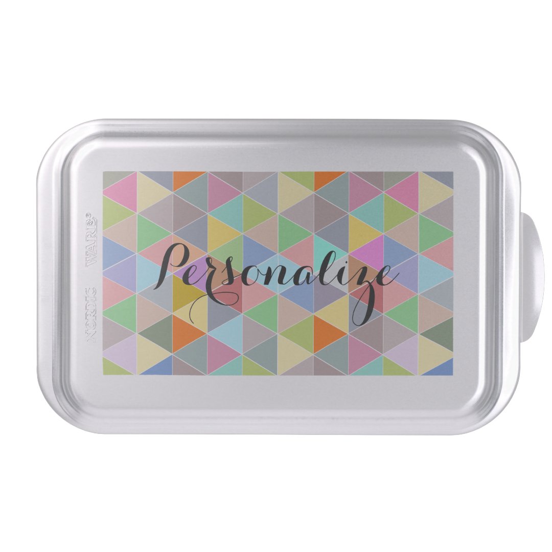 Personalized cake pan with colorful triangle print | Zazzle