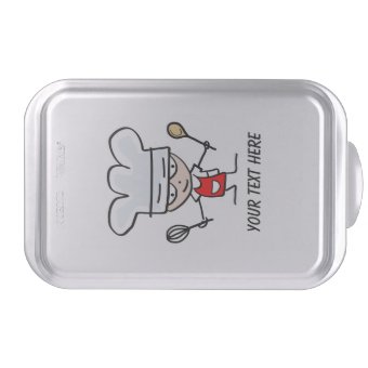 Personalized cake pan with funny chef cartoon | Zazzle