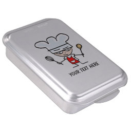 Personalized cake pan with funny chef cartoon | Zazzle