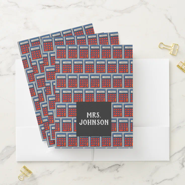 Personalized Calculator School Math Teacher Class Pocket Folder | Zazzle