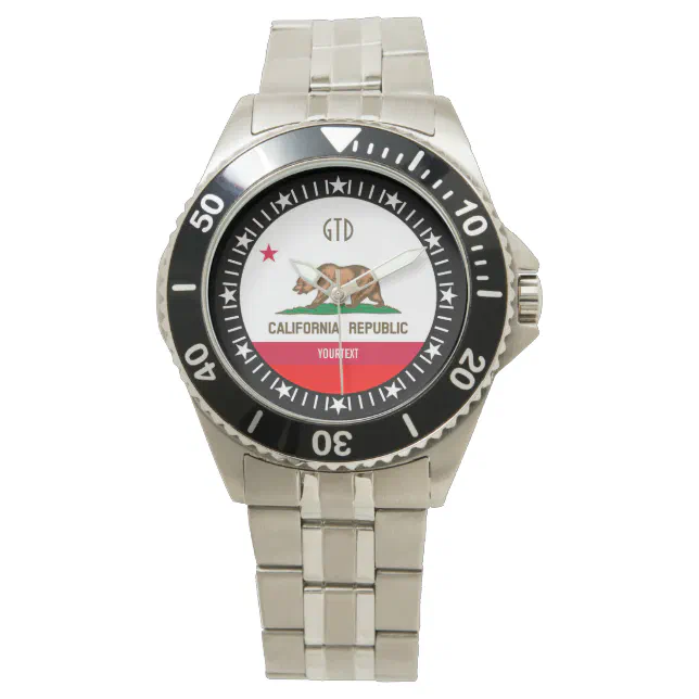 Personalized California State Flag Monogram Design Watch | Zazzle