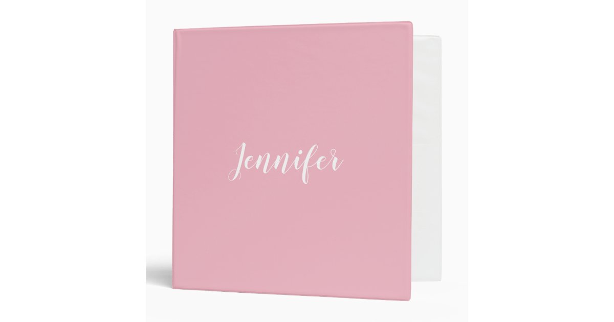 Personalized Calligraphy Jennifer Name Design Pink 3 Ring Binder | Zazzle