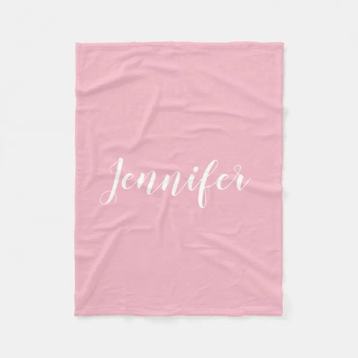 Personalized Calligraphy Jennifer Name Design Pink Fleece Blanket | Zazzle