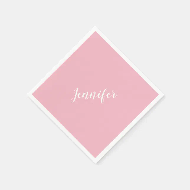 Personalized Calligraphy Jennifer Name Design Pink Paper Napkins | Zazzle