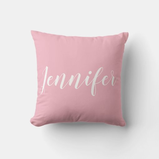 Personalized Calligraphy Jennifer Name Design Pink Throw Pillow | Zazzle