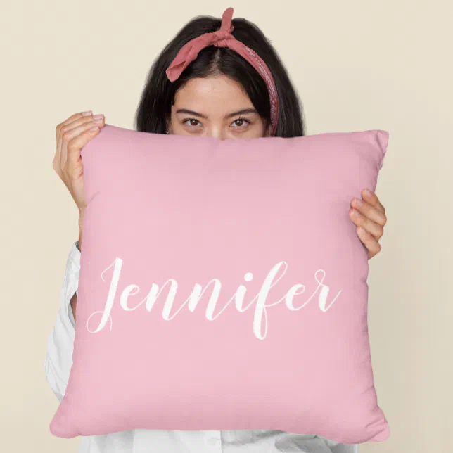 Personalized Calligraphy Jennifer Name Design Pink Throw Pillow | Zazzle