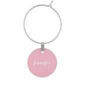 Personalized Calligraphy Jennifer Name Design Pink Wine Glass Charm ...