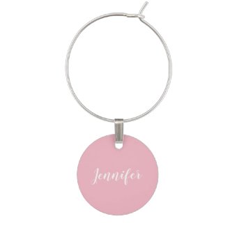 Personalized Calligraphy Jennifer Name Design Pink Wine Glass Charm ...