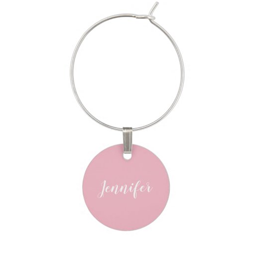 Personalized Calligraphy Jennifer Name Design Pink Wine Glass Charm ...