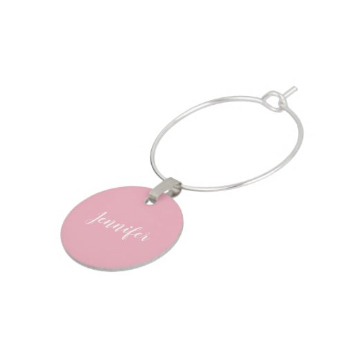 Personalized Calligraphy Jennifer Name Design Pink Wine Glass Charm ...