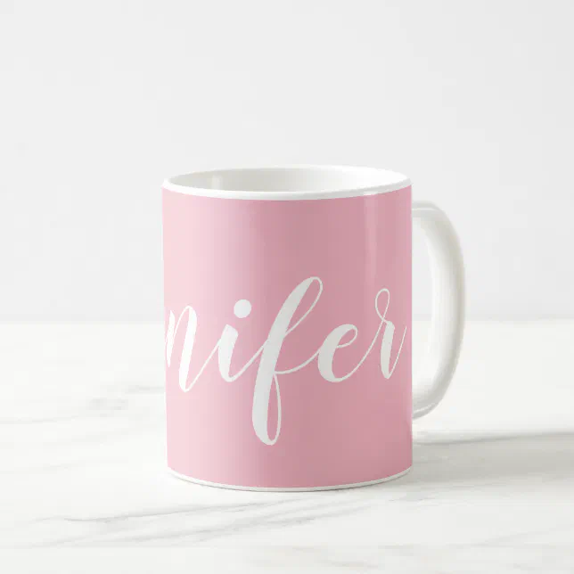 Personalized Calligraphy Name Design Pink Coffee Mug | Zazzle