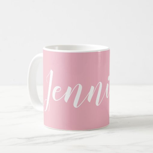 Personalized Calligraphy Name Design Pink Coffee Mug | Zazzle