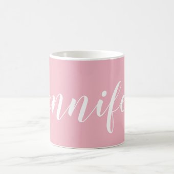 Personalized Calligraphy Name Design Pink Coffee Mug | Zazzle