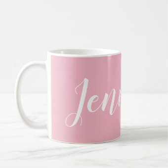 Personalized Calligraphy Name Design Pink Coffee Mug | Zazzle