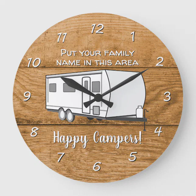 Personalized Camping Generic Travel Trailer Large Clock | Zazzle