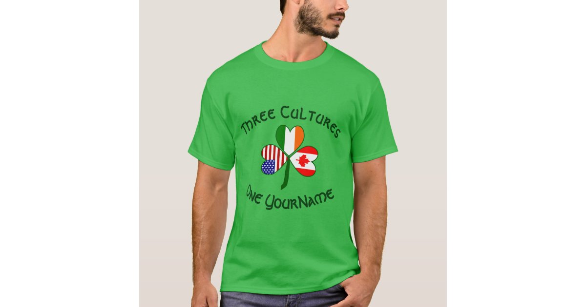Personalized Canada Ireland USA Shamrock Flag T-Shirt | Zazzle