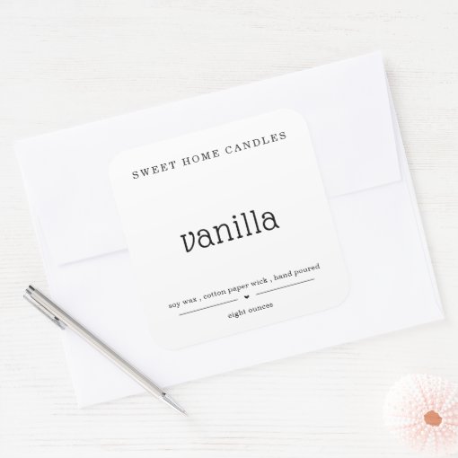 Personalized Candle Label Square Sticker Zazzle