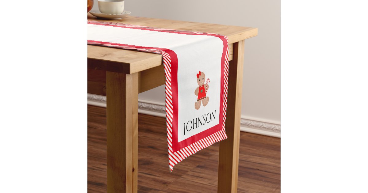 Personalized Candy Cane Christmas Table Runner | Zazzle