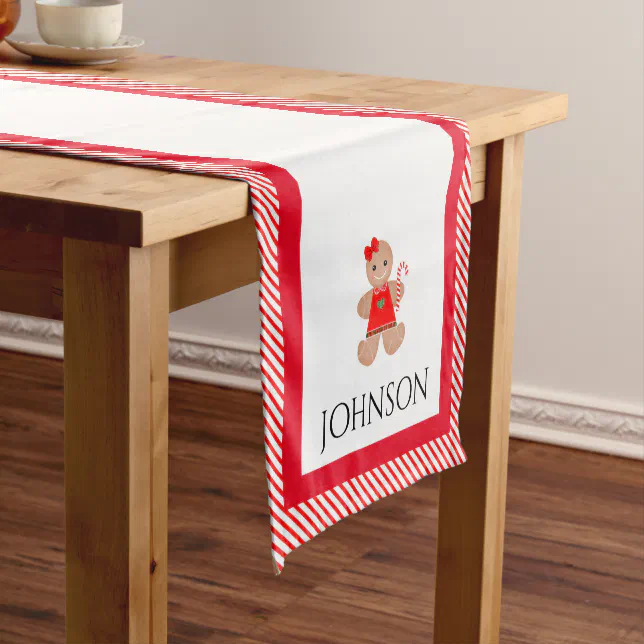 Personalized Candy Cane Christmas Table Runner | Zazzle
